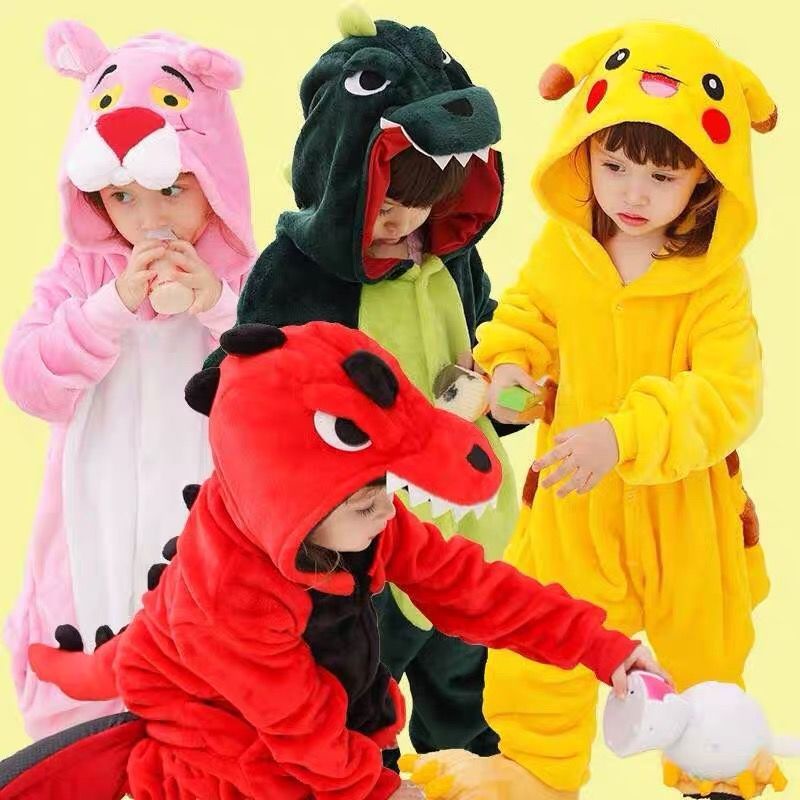 Meninas Meninos Kigurumi Pantera Cor-De-Rosa Pijamas Cosplay Traje ...