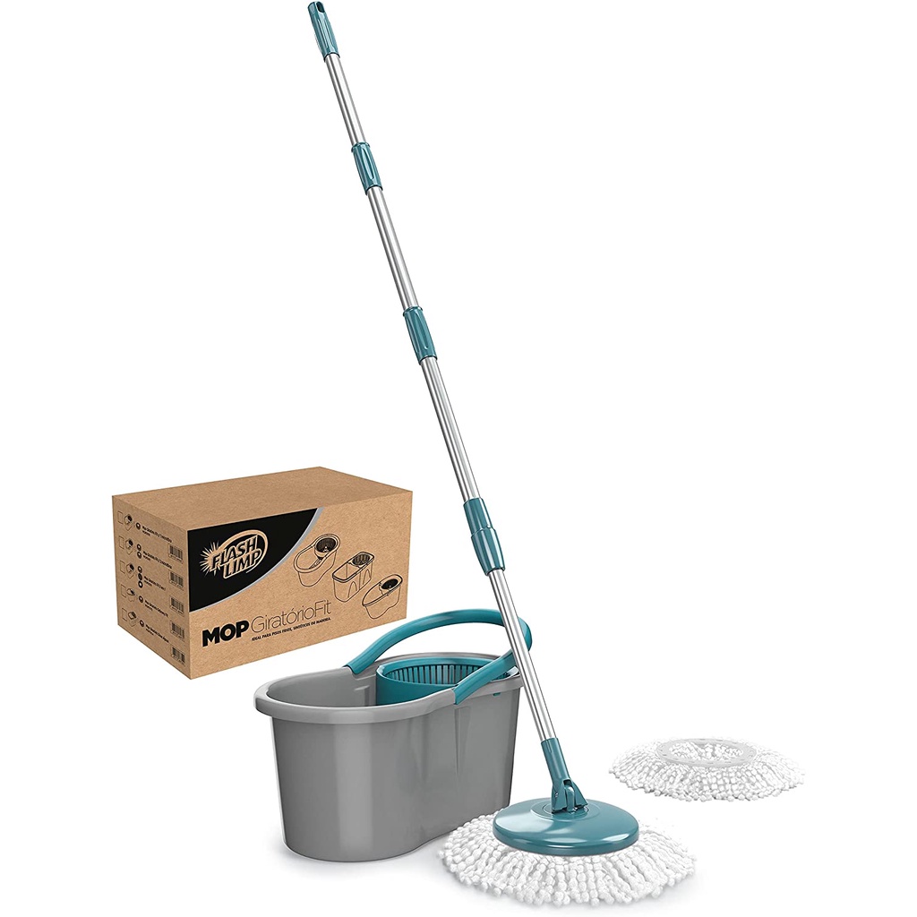 Mop Giratório Com 2 Refis Microfibra, Balde Com 8 Litros C/ Nf | Shopee ...