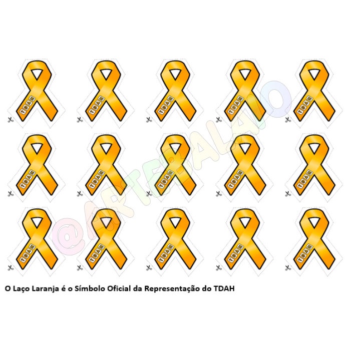Kit 15 Símbolo do TDAH Laço Laranja 5x5cm identificação uniforme ...