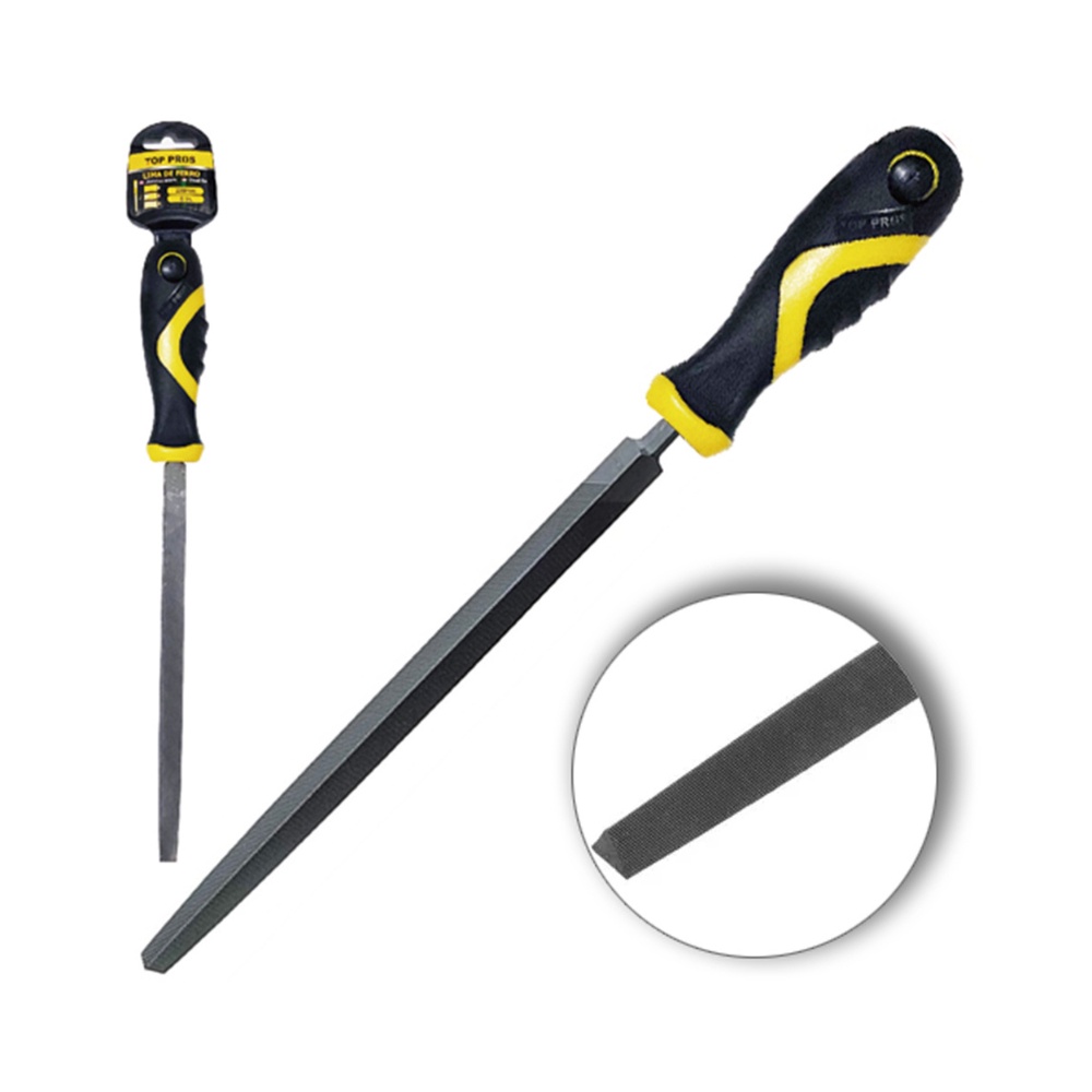 LIMA TRIANGULAR PARA METAIS 8'' CABO EMBORRACHADO TOP PROS | Shopee Brasil