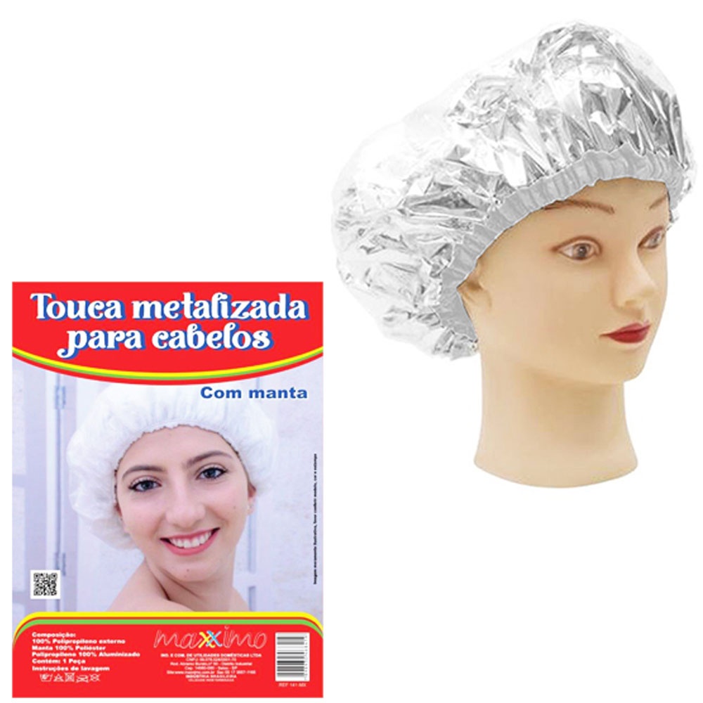 Touca Metalizada com Manta para Cabelos Tratamento Capilar e Hidratação ...