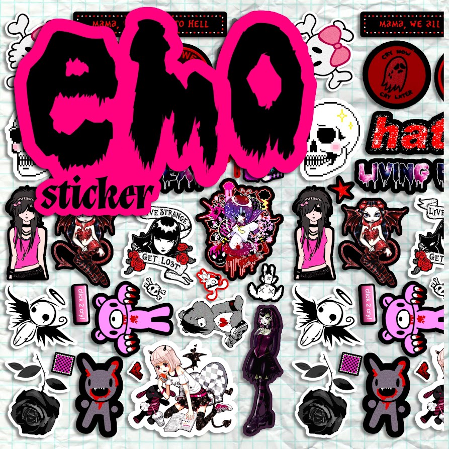 Pack de Adesivo Emo Rock Gótica ♡ Webcore ♡ Retrô Aesthetic ♡ Stickers ...