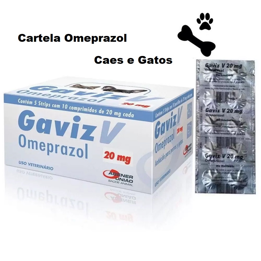 Gaviz V 20mg Omeprazol Antiácido Cães Gatos Blister C/10 Comprimidos ...
