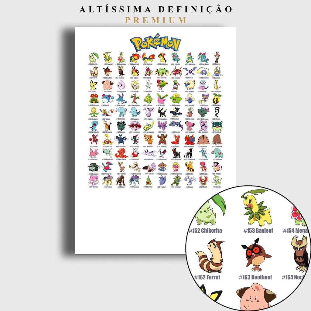 Pokemon 2 geração quadro poster placa decorativa | Shopee Brasil