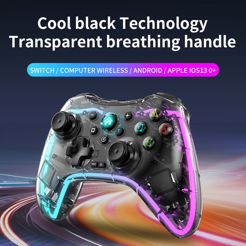 Controle Sem Fio Bluetooth Transparente Nintendo Switch Pro Joystick ...