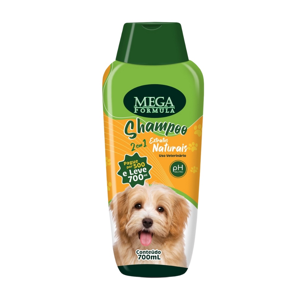 Shampoo para Cães e Gatos de Extratos Naturais 2 em 1 Mega Fórmula ...