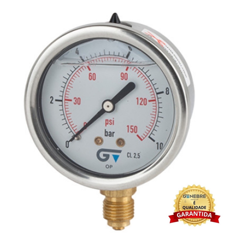 Manômetro Vertical Rosca 1/4 0 Á 10 Bar Glicerina Inox 63mm | Shopee Brasil