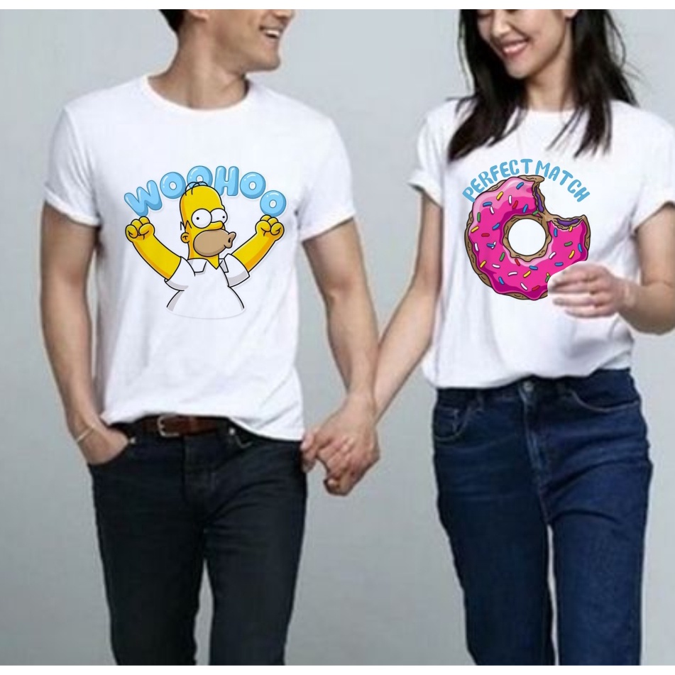 Camiseta Casal namorados, simpsons perfect match | Shopee Brasil