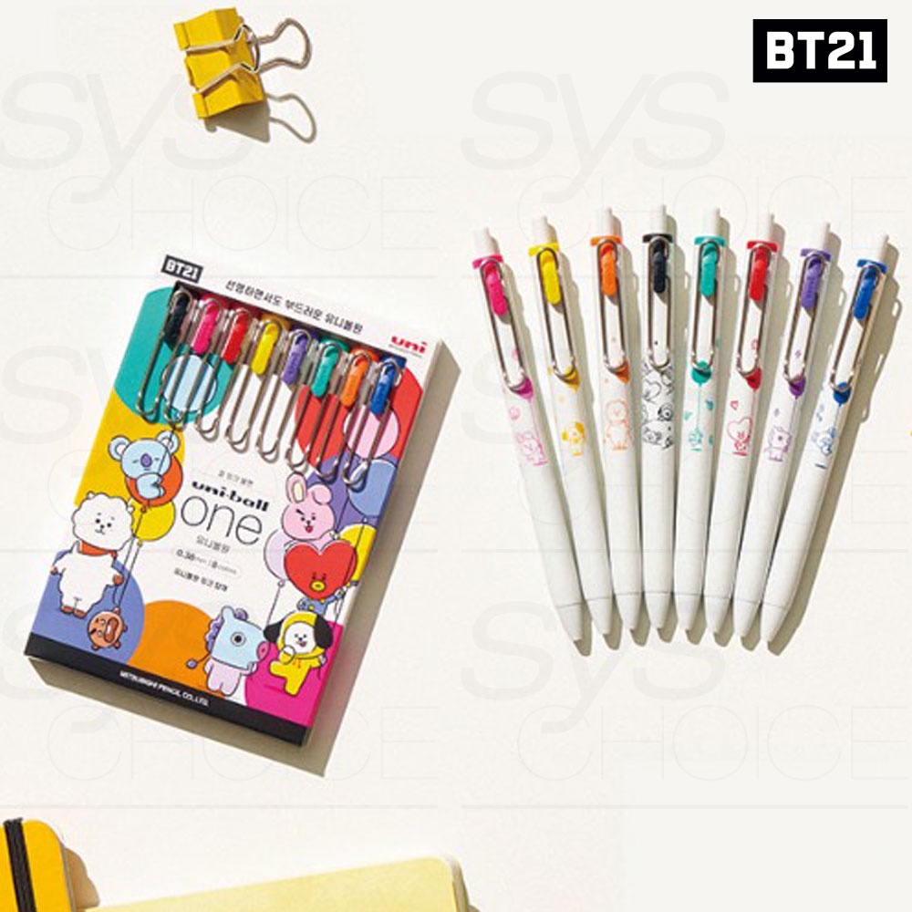 BTS BT21 Official Authentic Goods UNI-BALL ONE 0.38mm 8Color SET ...