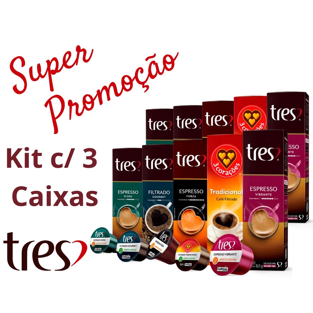 Cápsula de café 3 corações - 30 Capsula - Kit c/ Diversos sabores ...