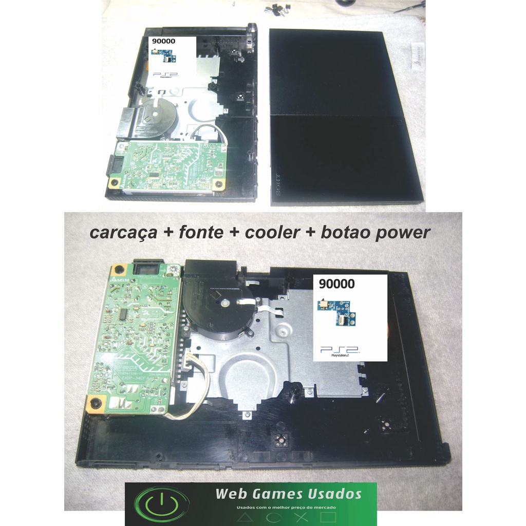 Carcaça a mais completa de Ps2 modelo 90xxx com fonte + cooler ...