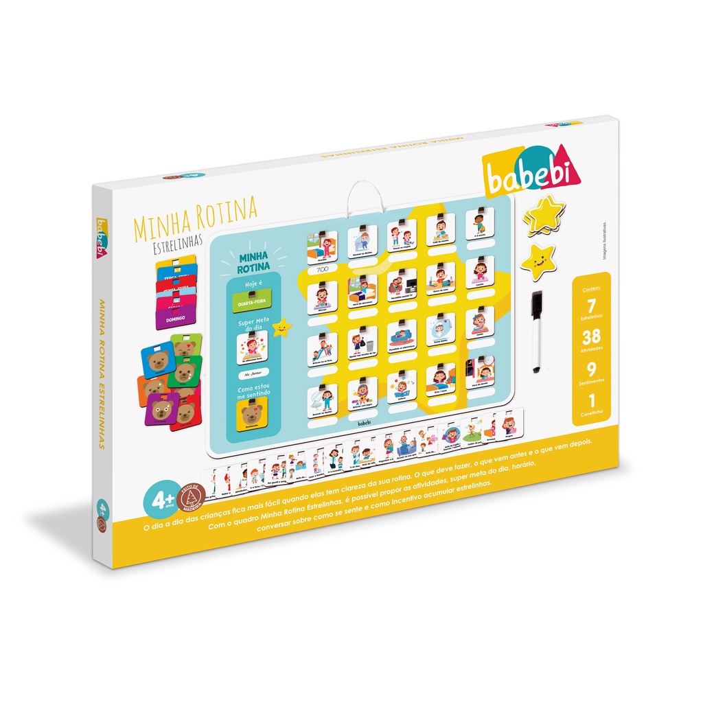 Quadro Minha Rotina Estrelinhas Babebi Brinquedo Infantil Educativo ...