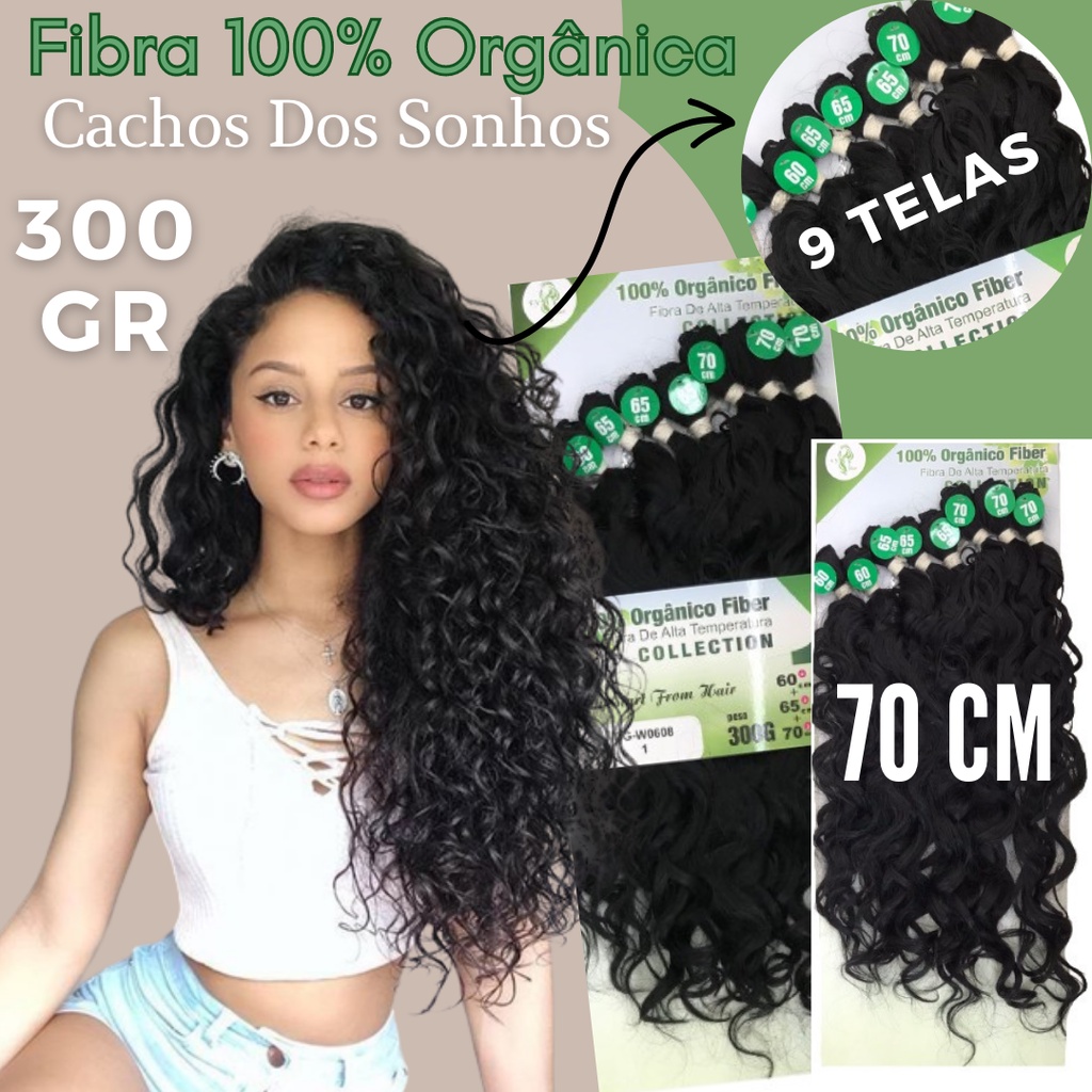 Cabelo Orgânico Ondulado Sofia Cacho 2C - 3A 70cm 8 Telas 270gr ...