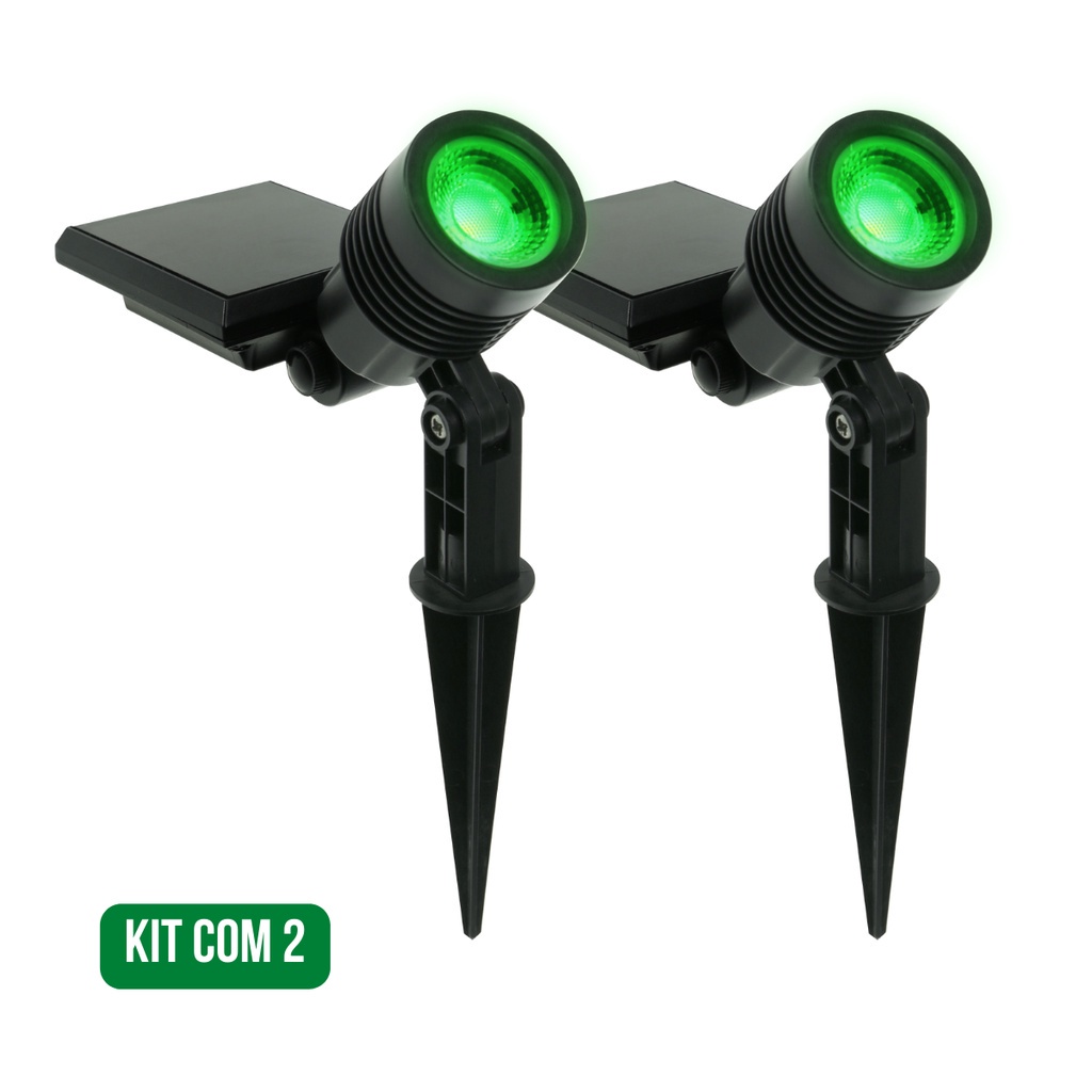 Kit 2 Espeto Refletor Led Spot Solar Externo Jardim 10lm | Shopee Brasil