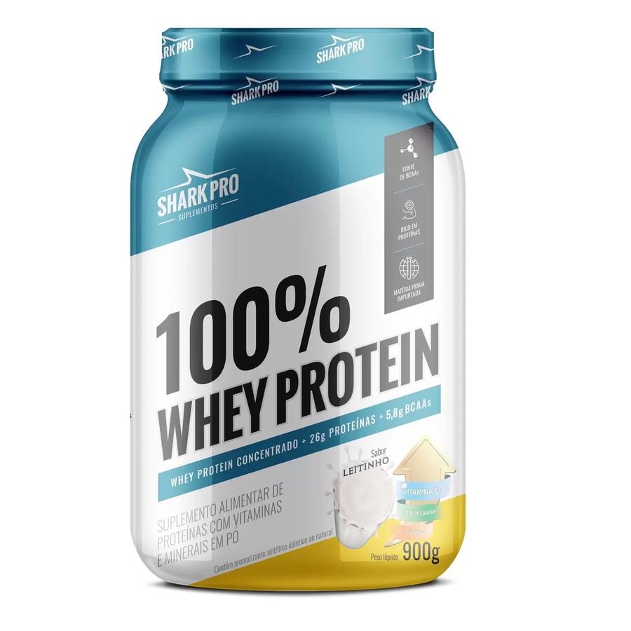 100% Whey Protein 900g Pote Concentrado - Shark Pro Pure way whay wey | Shopee Brasil