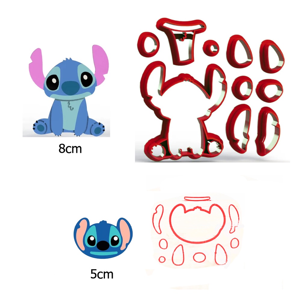 Kit Cortadores Lilo E Stitch Pasta Modulados 5cm E 8cm | Shopee Brasil