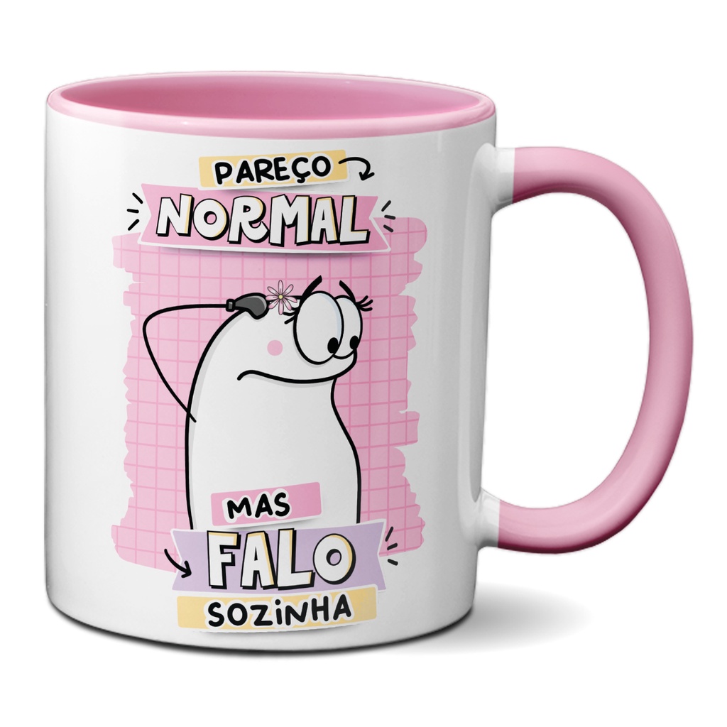 Caneca Flork Meme Engraçada Pareço Normal Mas Falo Sozinha | Shopee Brasil