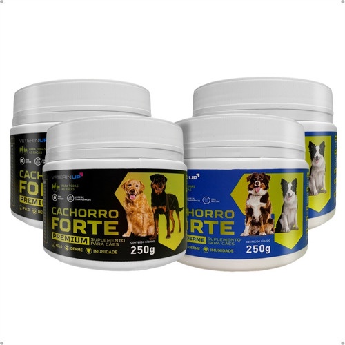 Kit Suplemento 1un Cachorro Forte Premium Pote + 1 Pelo E Derme Pote ...