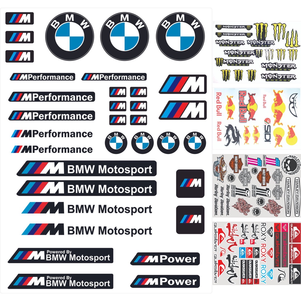 Super Cartelas adesivos marcas variadas para moto bicicleta, capacete e Paralama | Shopee Brasil