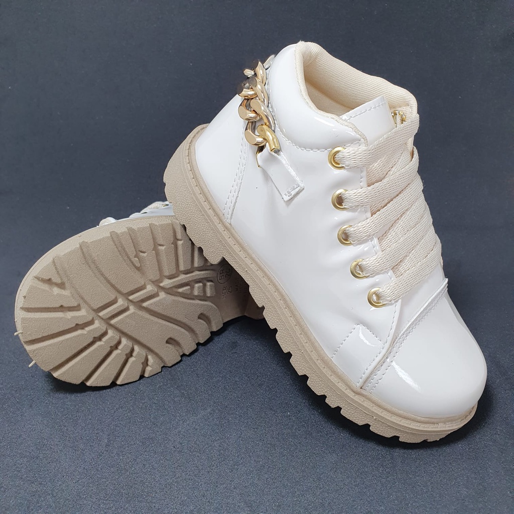 Bota Infantil Menina Com Corrente Coturno Criança | Shopee Brasil