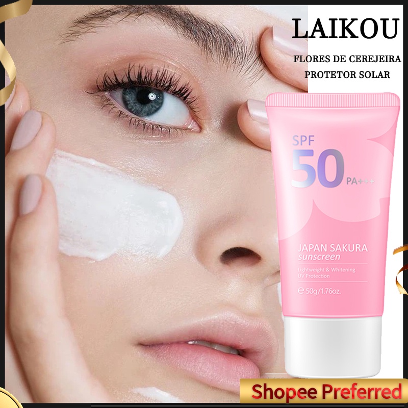LAIKOU Protetor Solar Clareador Facial Sakura Creme Hidratante Brilhante Refrescante UV À Prova ...