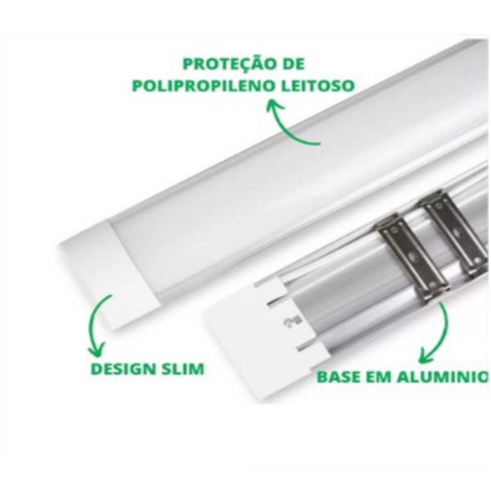 Kit 10 Leds Linear Luminária Lâmpada 18w 60cm Slim Sobrepor 6500k Branco Frio Branco Quente ou ...