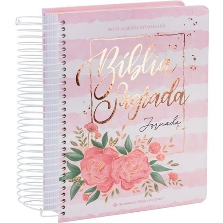 Bíblia Sagrada Jornada Aquarela Rosa Com Espiral Arame Naa | Shopee Brasil