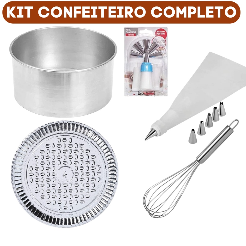 FORMA DE BOLO CONFEITEIRO KIT COMPLETO C/ 10 PÇS - 1 FUE + 6 BICO DE ...
