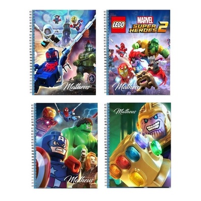 KIT Com 4 Capas Adesivas Para Encapar Caderno Infantil Personalizado ...