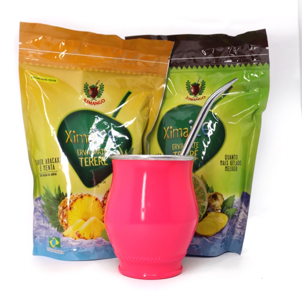 Kit Mate Terere Rosa, Cuia e Bomba, Duas Ervas de Terere | Shopee Brasil