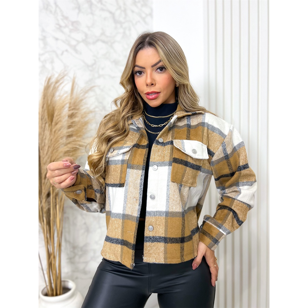 Jaqueta Casaco Xadrez Flanelado Feminino Inverno 3RD SD186-1 | Shopee Brasil