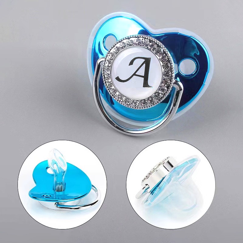 Blue 26 Carta Pacifier De Metal Baby Stone Com Capa Antipoeira Teether ...