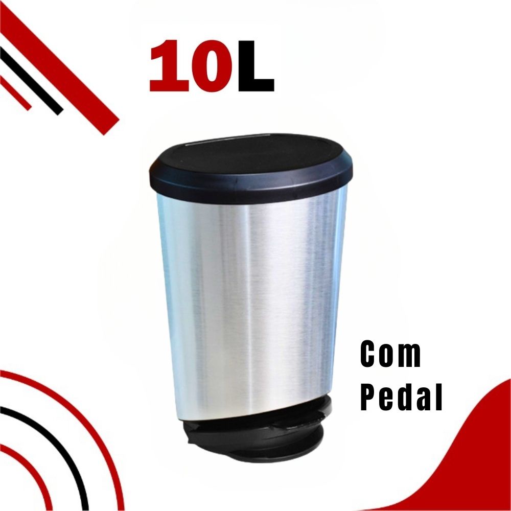 Lixeira Pedal Label 10l Cozinha Banheiro Escritório | Shopee Brasil
