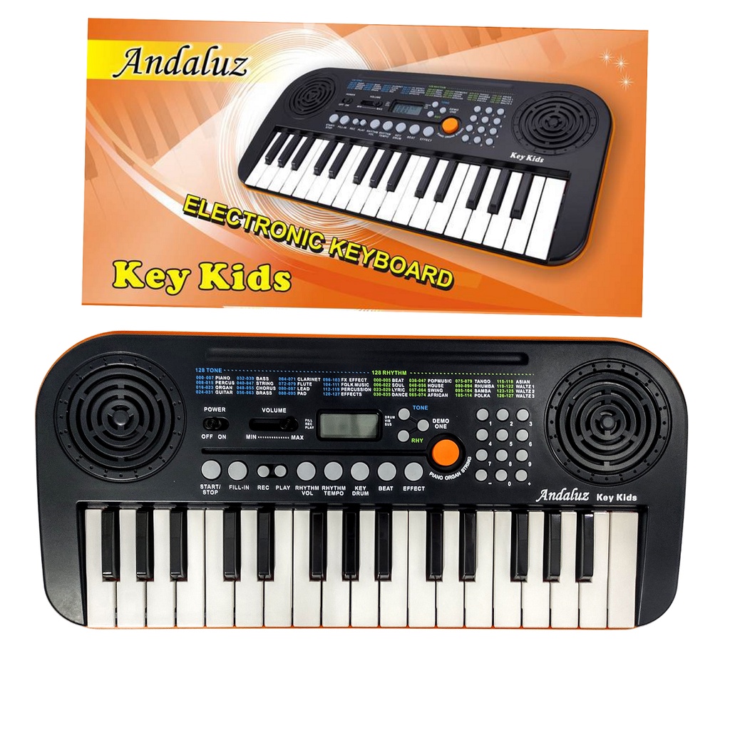 Teclado Infantil Andaluz Key KIDS 32 Teclas 128 Ritmos | Shopee Brasil