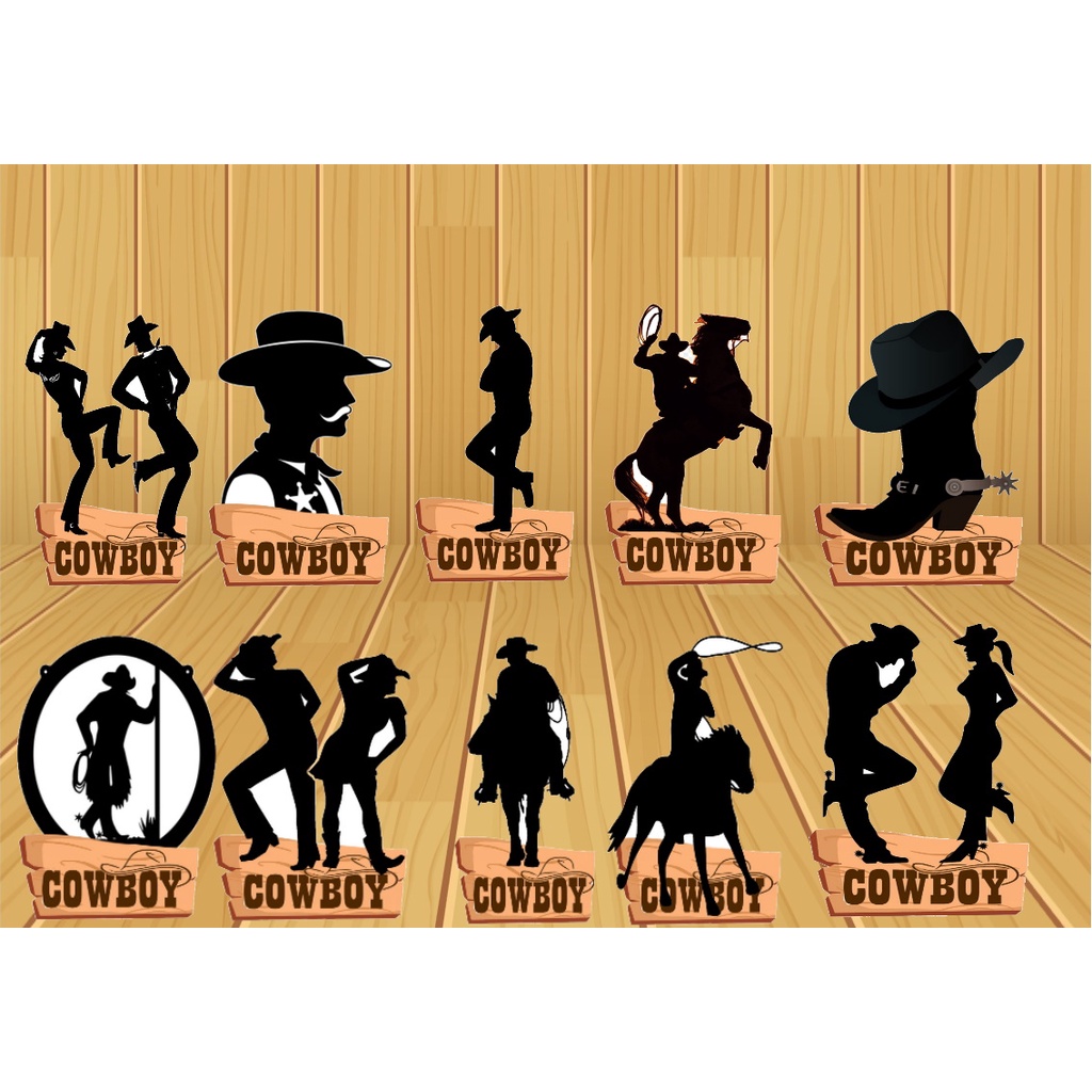 Display de Festa 15cm em Madeira MDF Tema : Cowboy | Shopee Brasil