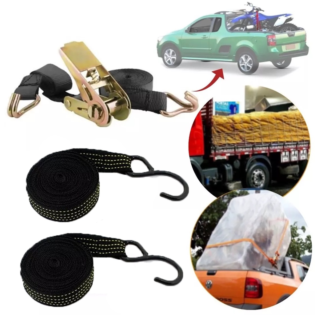 Kit 2 Cintas Para Prender Carga Com Catraca 5 Metros Hammer | Shopee Brasil