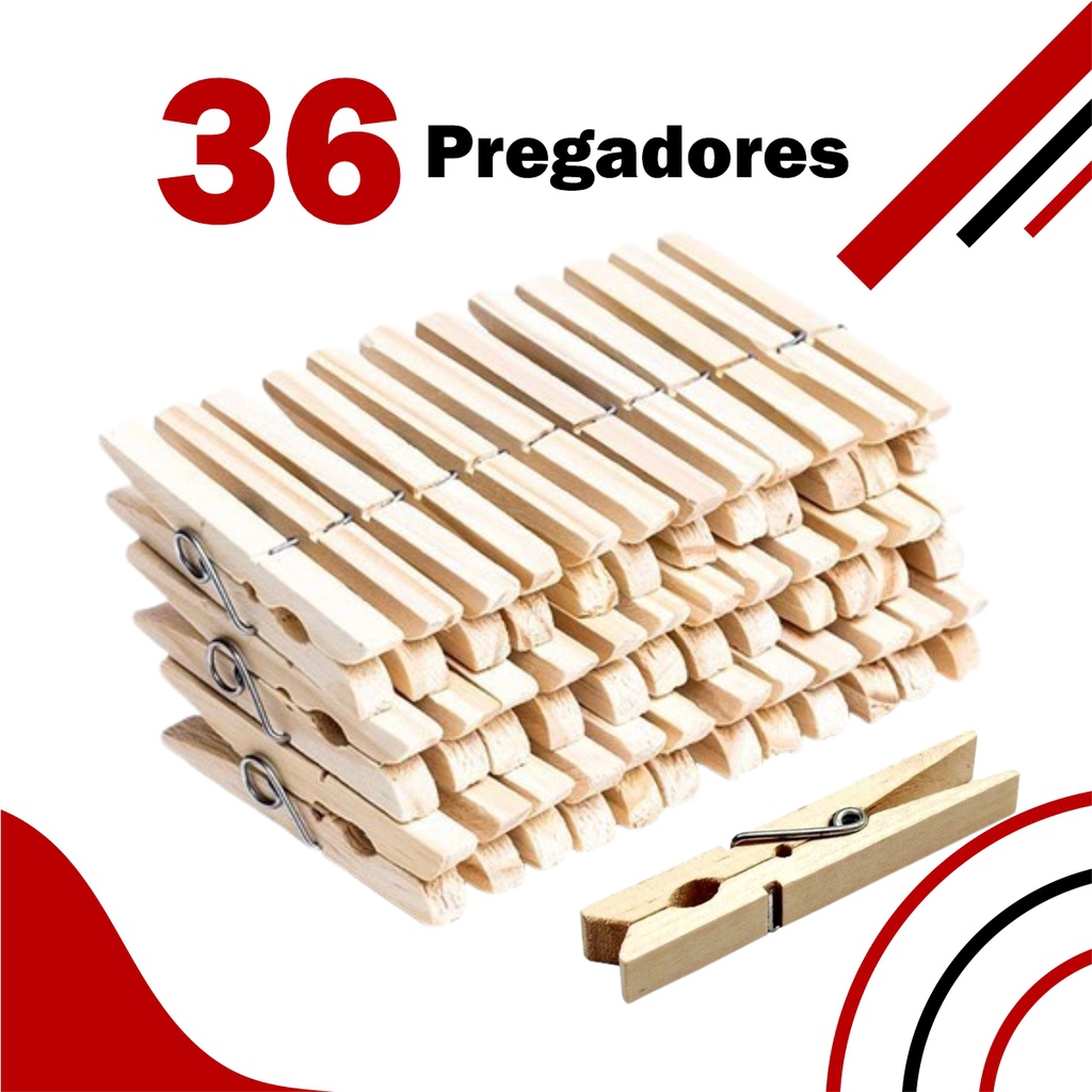 Pregador de Roupas Madeira 36 Prendedor De Roupas | Shopee Brasil