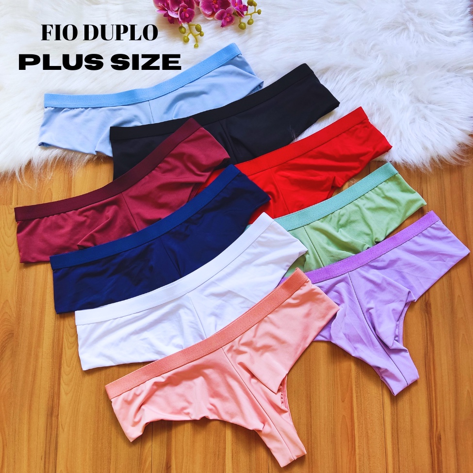KIT 10 Fio Duplo Plus Size Lateral Larga Tamanhos Grandes (10 LENE ...
