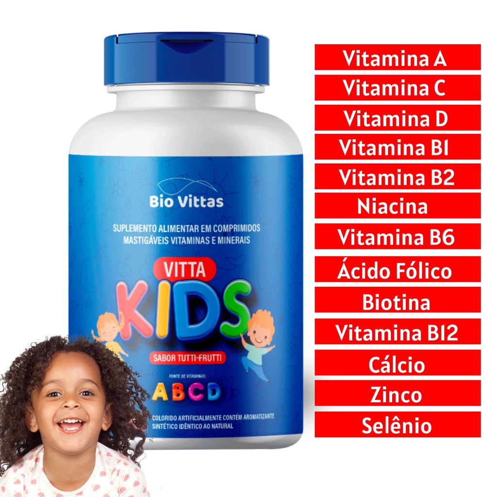 Vitamina Infantil Mastigável C/120 Comprimidos - Vita Kids Bio Vittas ...