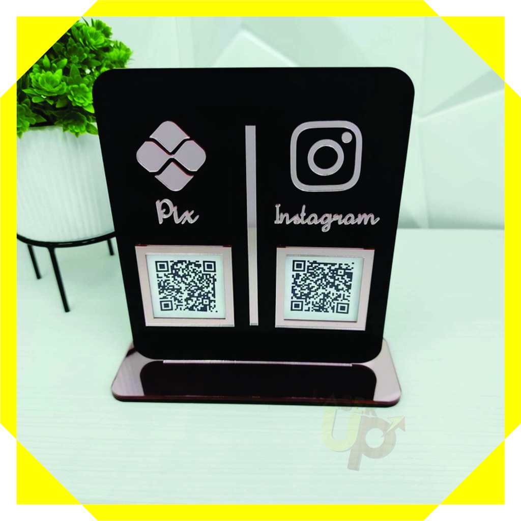 Placa QR Code em MDF Preto e Acrílico | Shopee Brasil