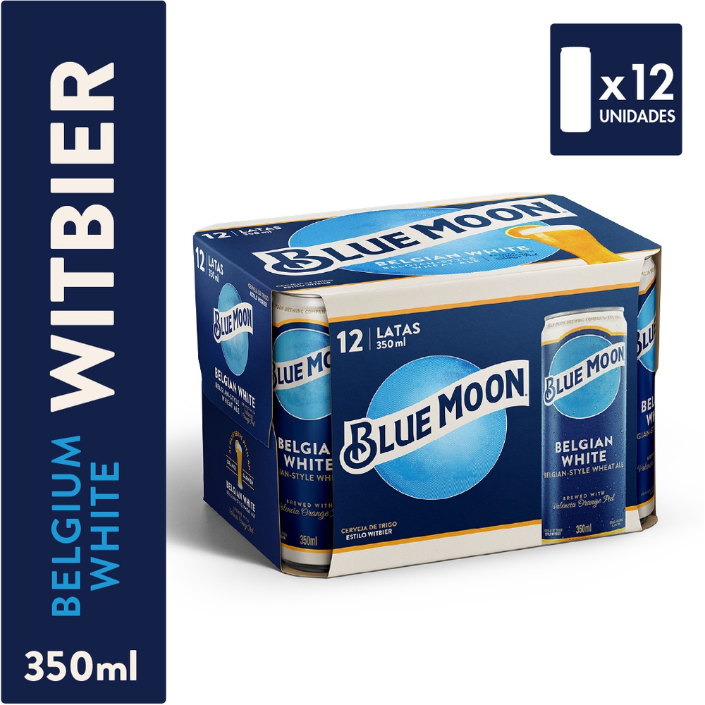 Cerveja Blue Moon Lata 350ml - Caixa com 12 unidades | Shopee Brasil