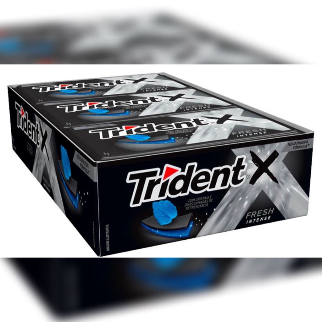 Display 168g (c/ 21un) Chiclete de Fresh Intense Trident 5un de 8g ...