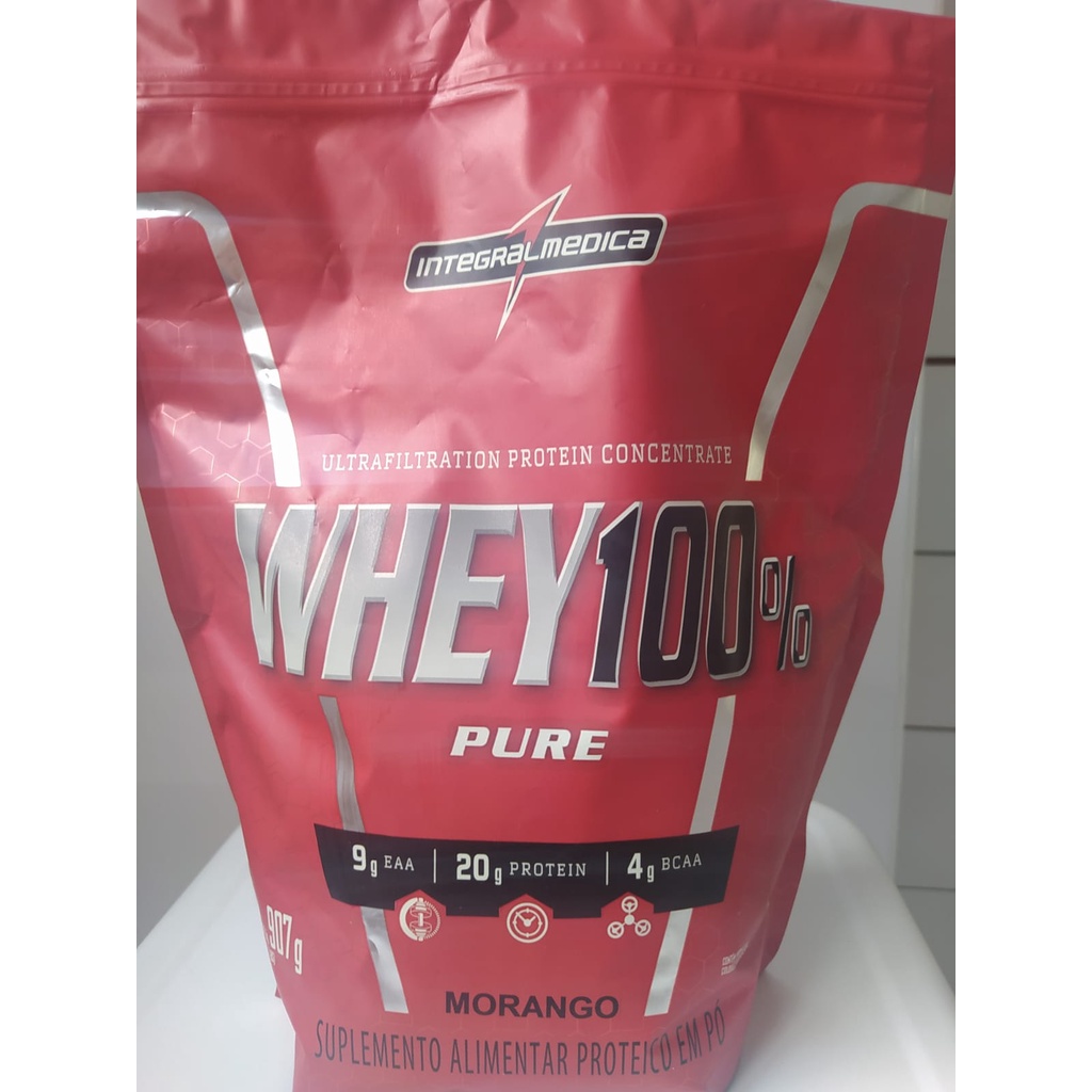 Integral Médica - Whey 100% Pure - Sabor Morango 907g | Shopee Brasil