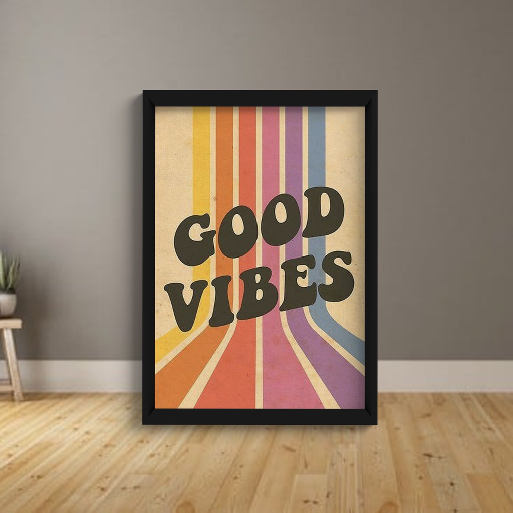 Quadro Decorativo Good Vibes Only Com Moldura E Vidro | Shopee Brasil