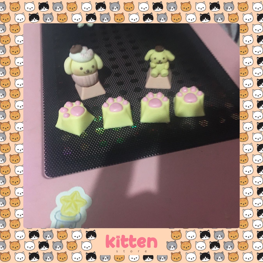 Kit de keycaps Pompompurin sanrio com 4 patinhas para teclado mecânico ...