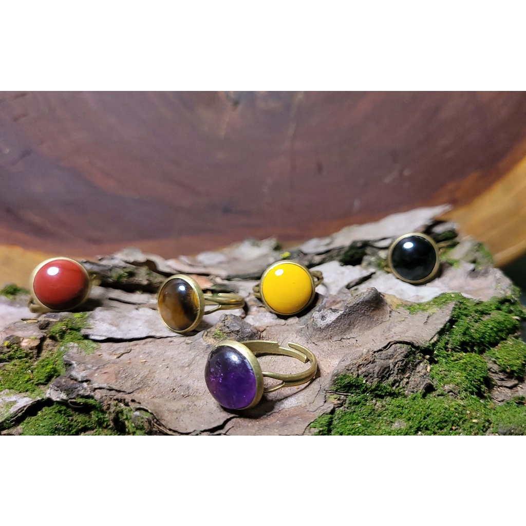 Anel de pedra natural | Bronze Vintage/Boho - tamanho ajustável ...