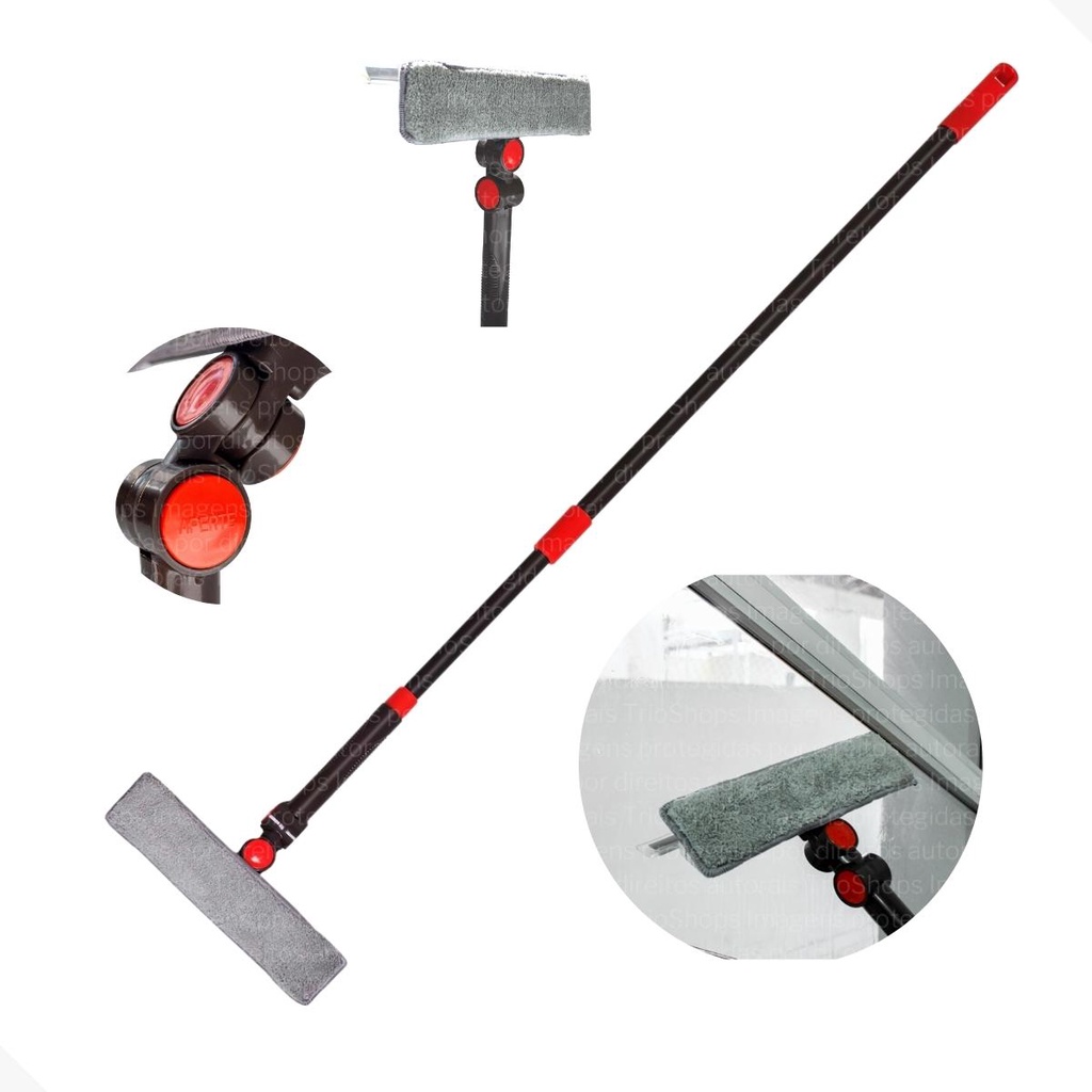 Limpa Vidros 2 Em 1 Pano Microfibra Lavável Rodo De Limpeza | Shopee Brasil