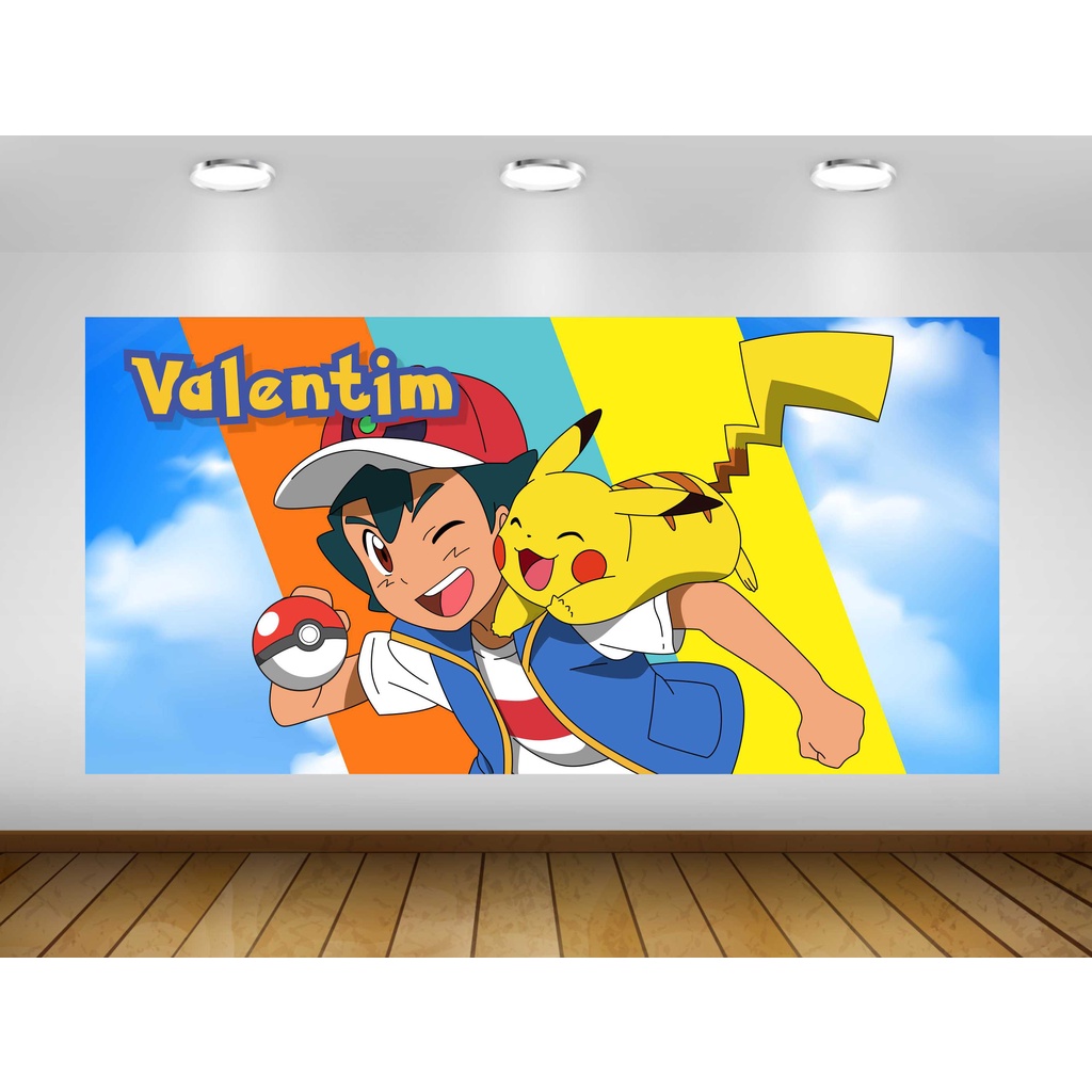 Painel de Festa Pokémon Pikachu - Painel de Lona Pokemon - Decoração de ...
