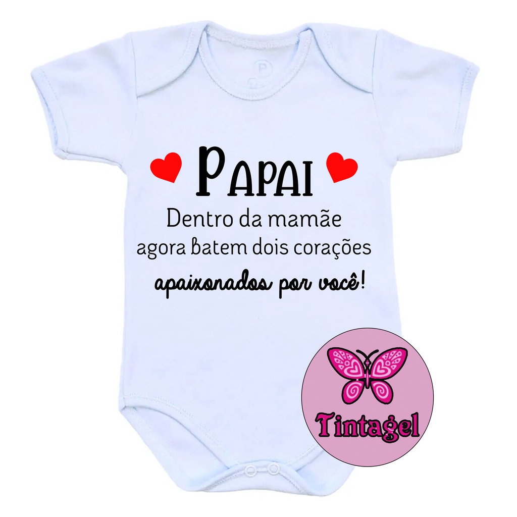 Body Bebê Papai Dentro Da Mamãe Agora Batem Dois Corações Shopee Brasil