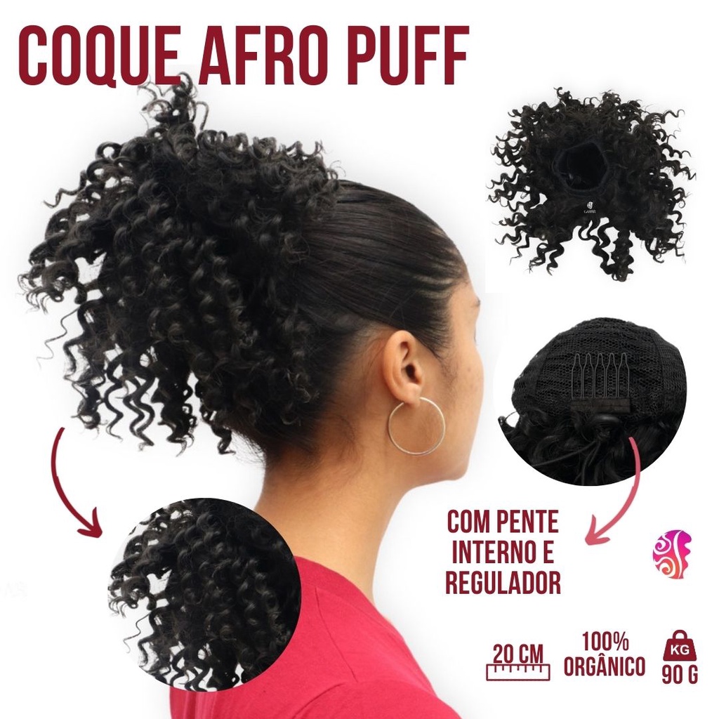 Aplique De Cabelo Estilo Coque Afro Cacheado Para Penteados - Dia A Dia ...